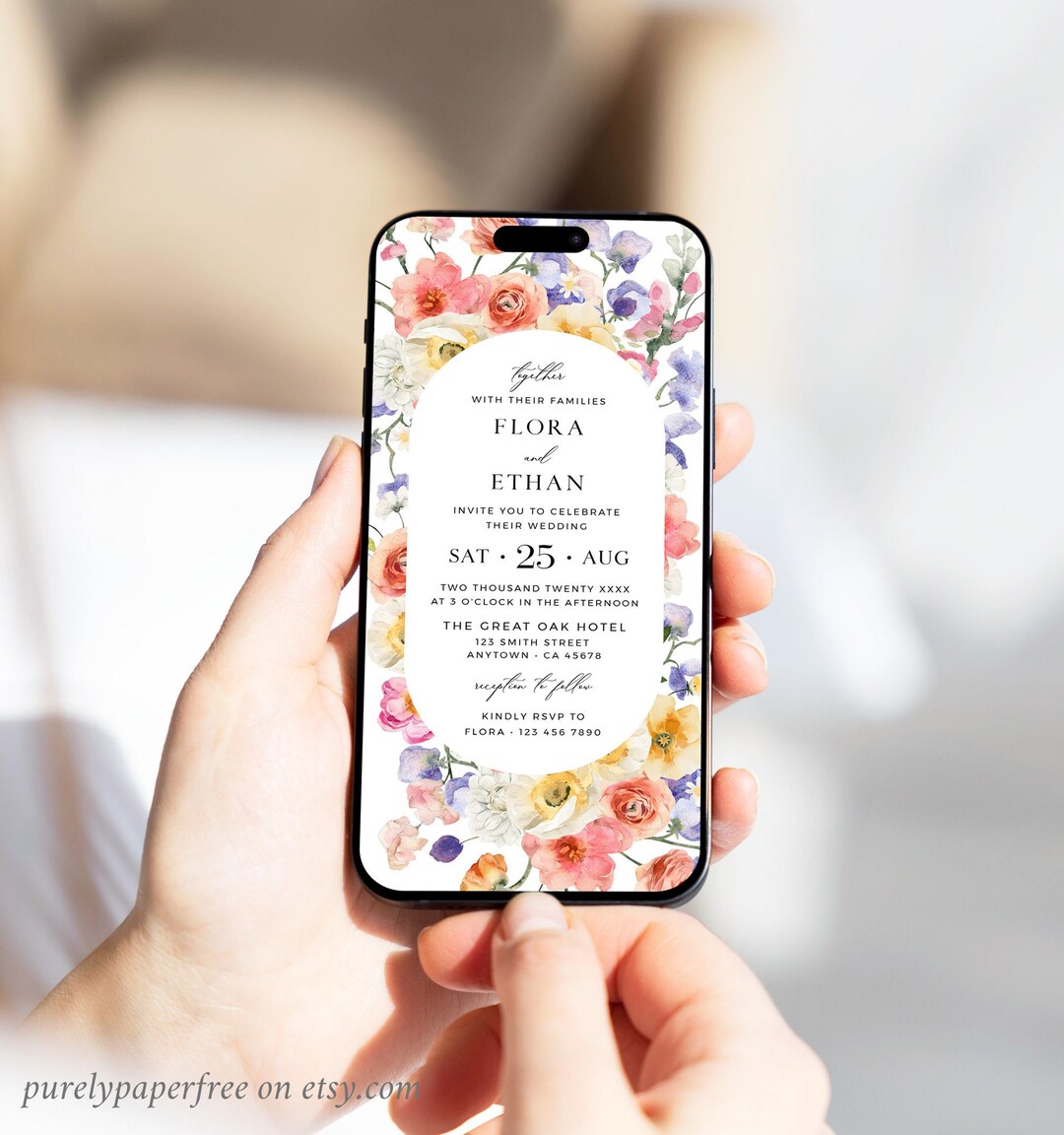 Digital Wedding Invitation by Text, Elecronic Wedding Invite With ...