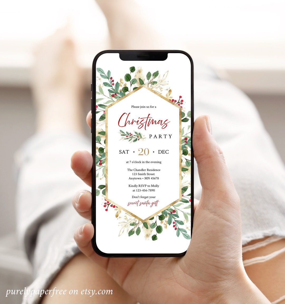 Digital Christmas Party Invitation Electronic Holiday Party Invite ...