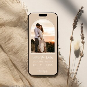 Neutral Photo Save the Date, Taupe Save Our Date, Digital Wedding Save ...