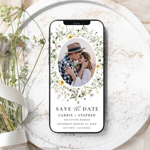 Digital Save the Date With Photo, Wildflower Save the Date Evite ...
