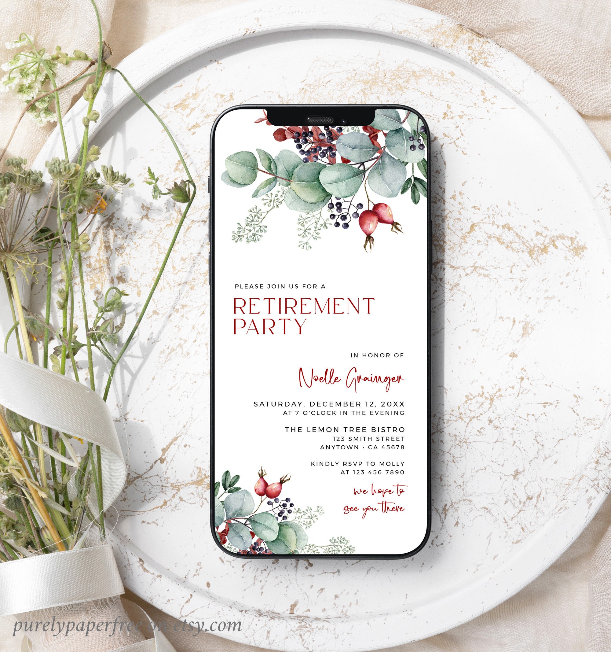 Digital Retirement Party Invitation Template, Winter Retirement Invite ...
