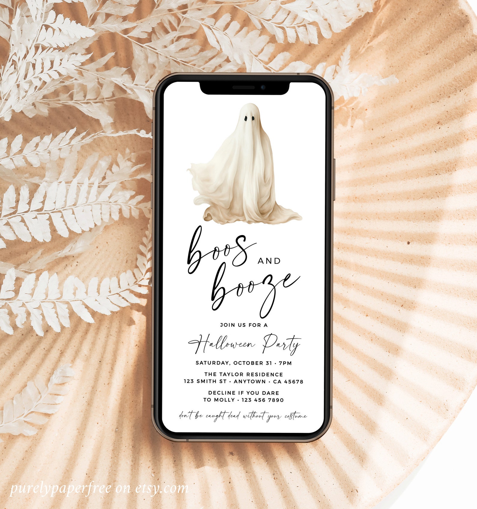 Digital Boos and Booze Halloween Invitation Template - Etsy