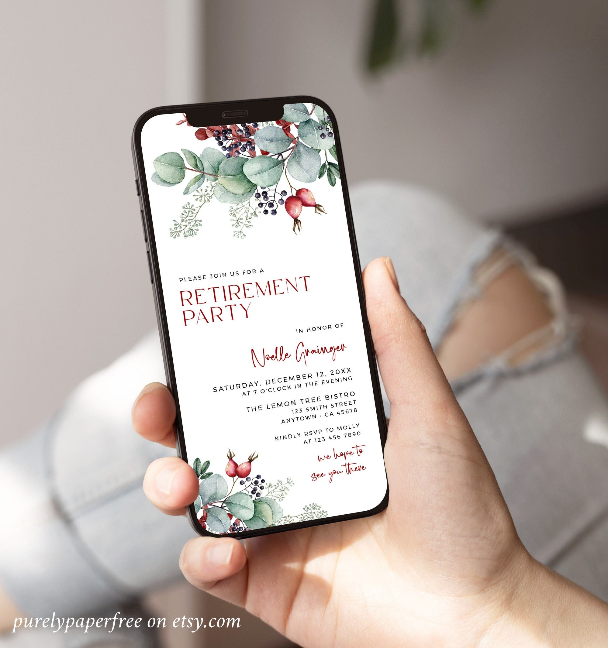 Digital Retirement Party Invitation Template, Winter Retirement Invite ...