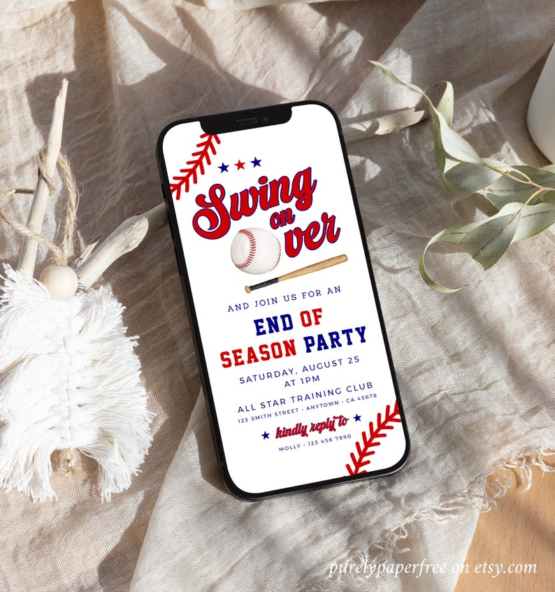 End of Season Party Baseball Invite for Phone, Electronic Baseball ...