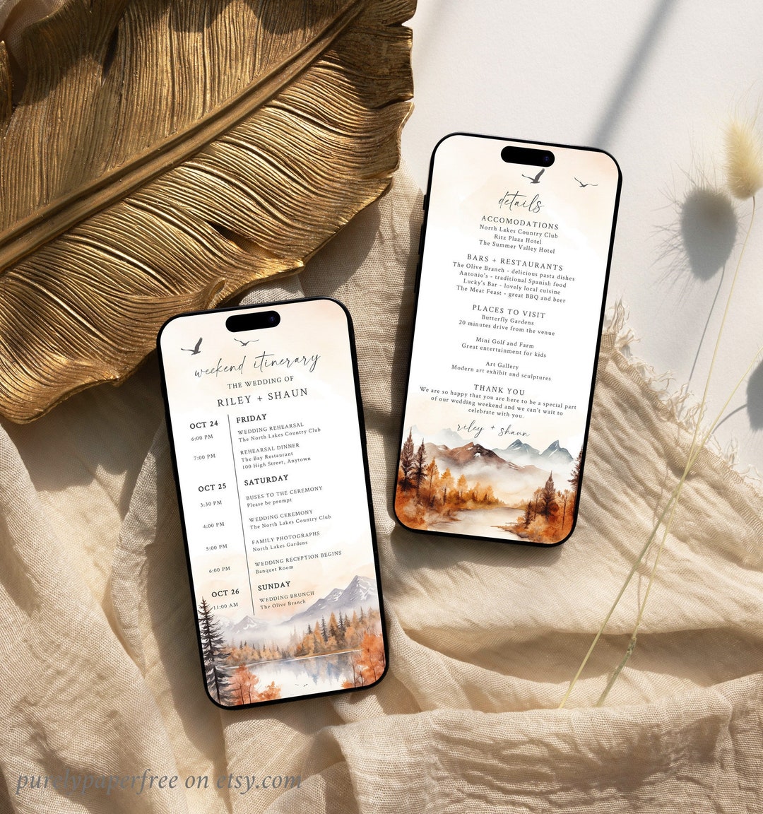 Woodland Weekend Events Schedule Wedding Weekend Timeline for Phone ...