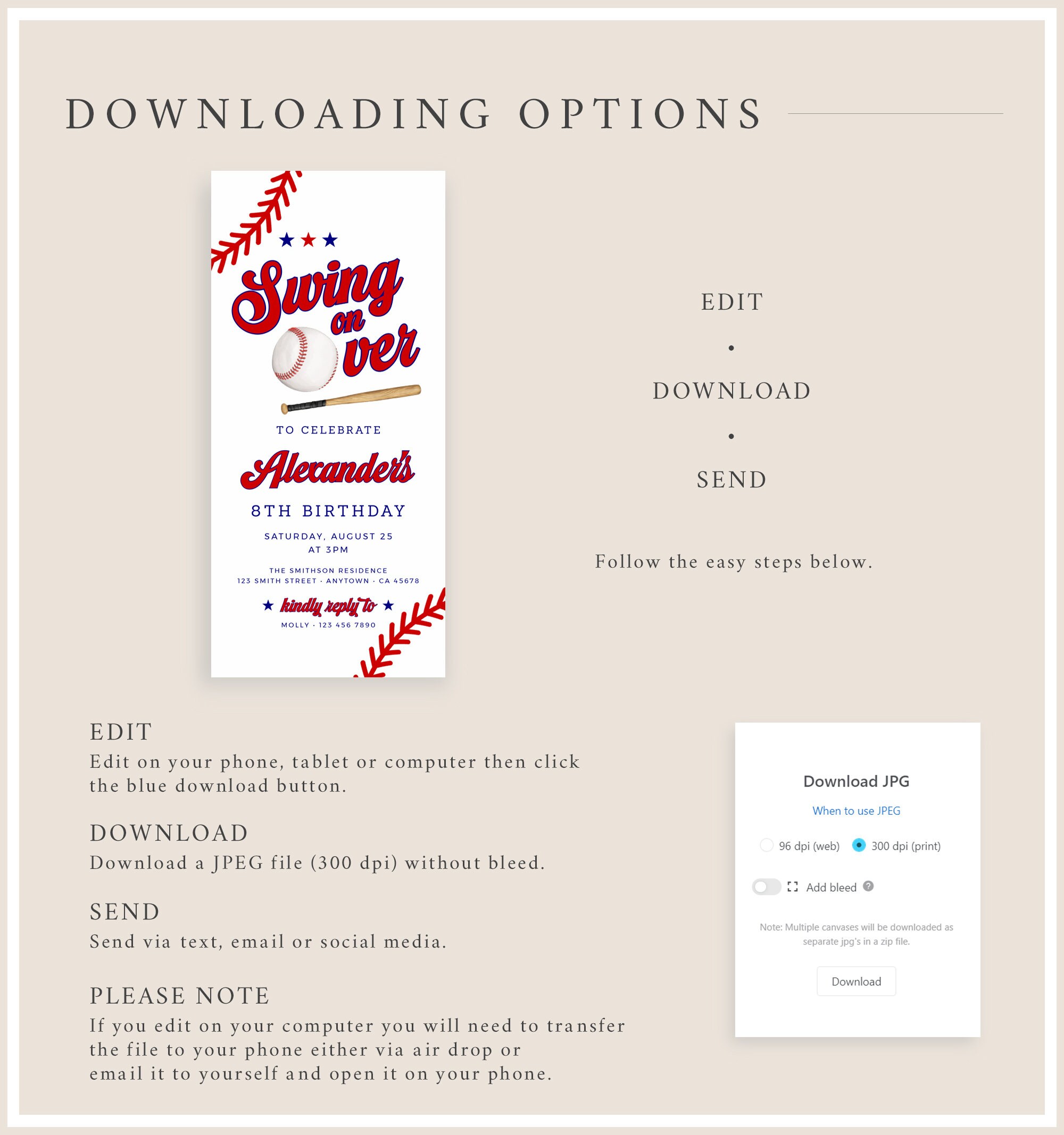 Baseball Birthday Party Invite Digital Baseball Birthday - Etsy