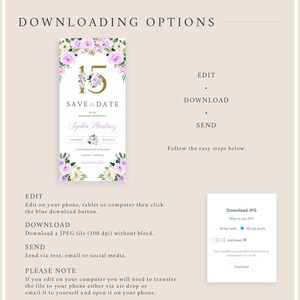 Lilac Quinceañera Save the Date Phone, Electronic Mis Quince Save the ...