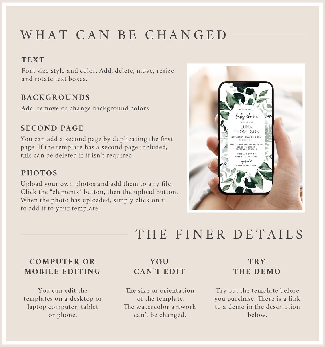 Baby Shower Evite Boy Greenery Baby Shower Electronic - Etsy