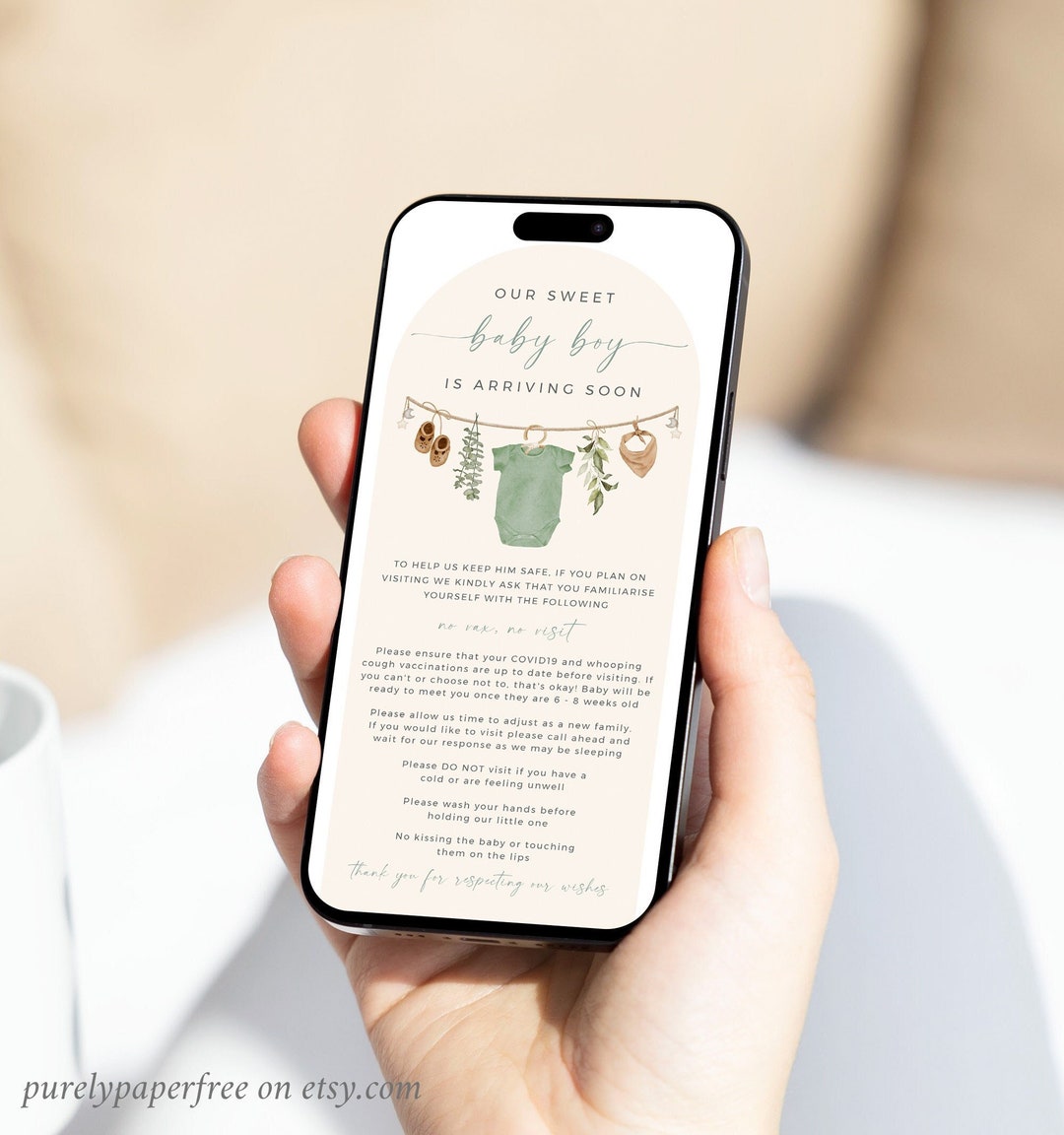 Boho Baby Clothes New Baby Rules for Visitors Digital Newborn Rules for ...