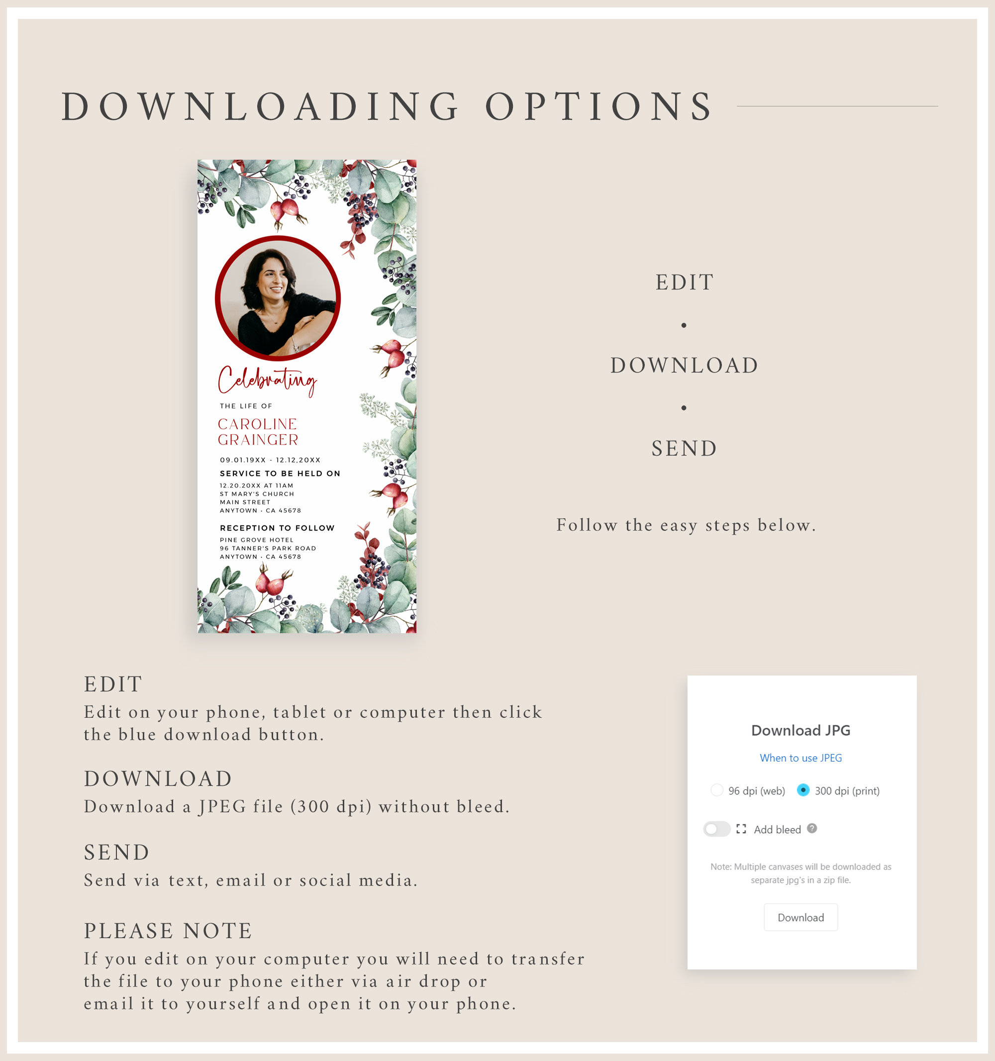 Digital Celebration of Life Invitation With Photo, Electronic Funeral ...