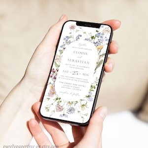 Digital Wedding Invitation Set by Text Wildflower Wedding Invitation ...