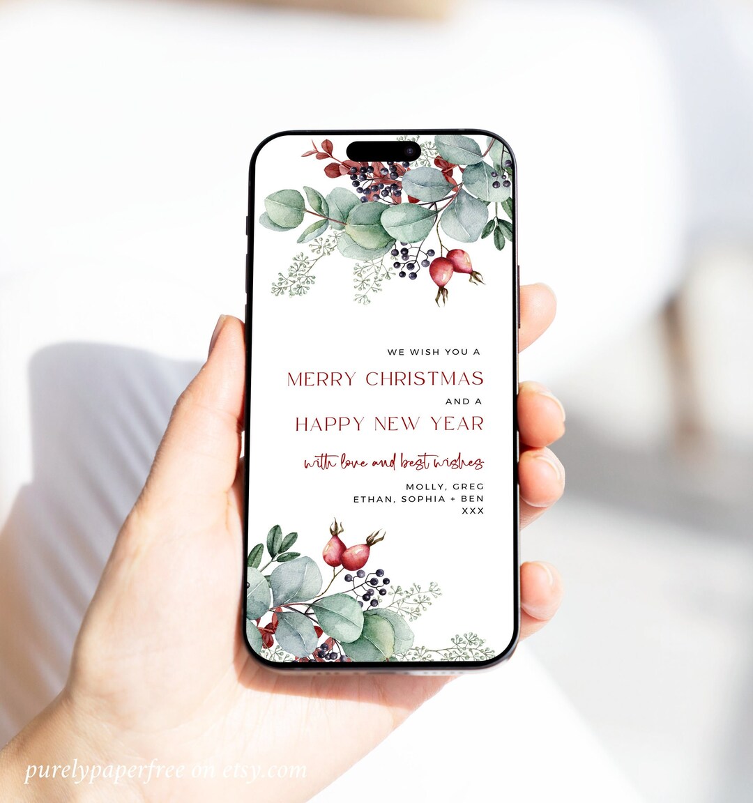Editable Christmas Card Template Digital Holiday Card by Text ...