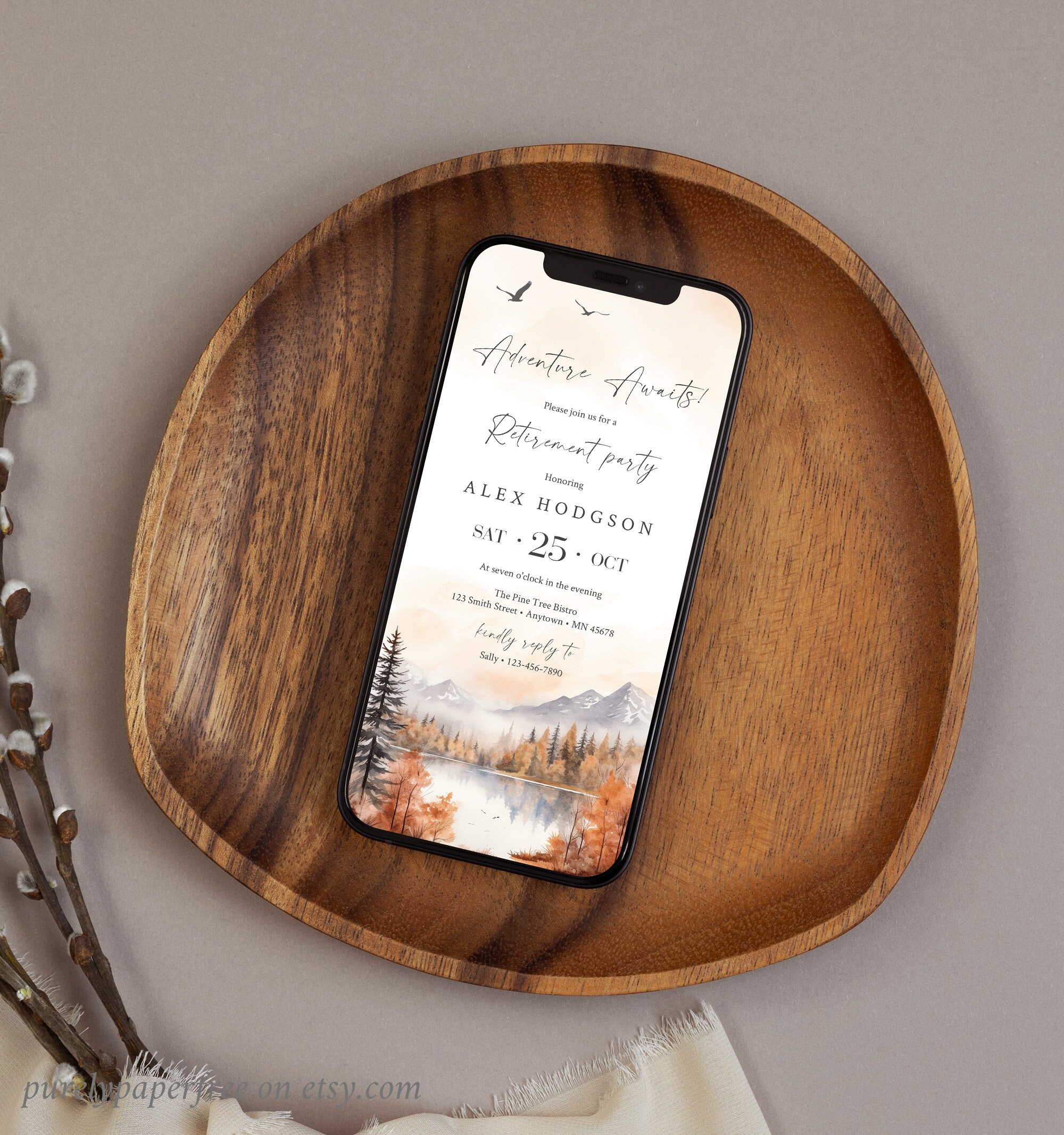 Fall Woodland Retirement Party Invitation Template, Digital Retirement ...