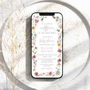 Electronic Baby Shower Invitation Wildflower Digital Invitation Baby ...
