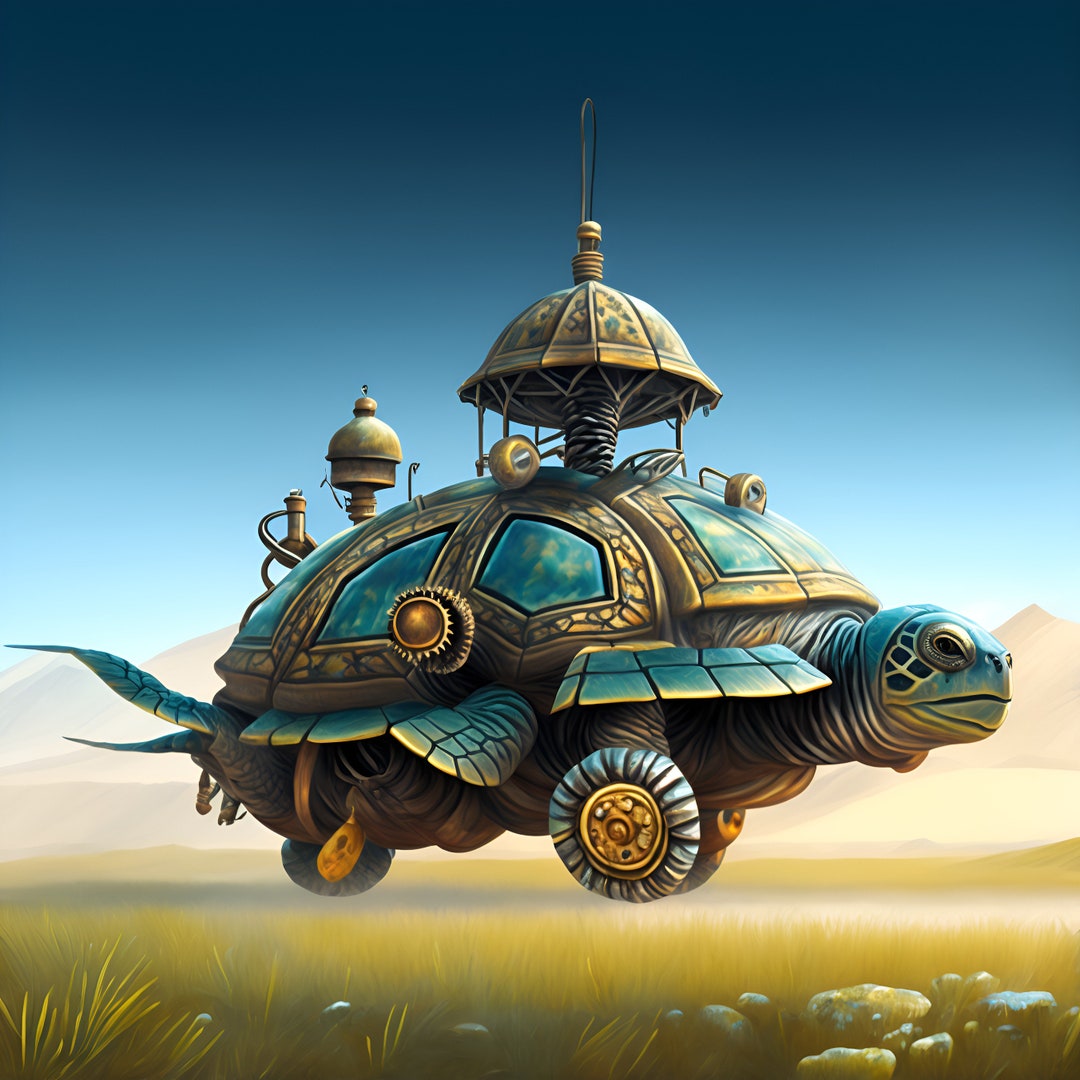 Digital Print Wall Art, Turtle, Steampunk, Printable, Digital Download ...