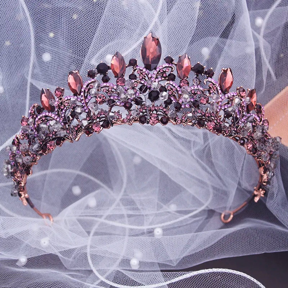 Swarovski Crystal Tiara / Rose Gold Swarovski Tiara / Gold Crystal ...