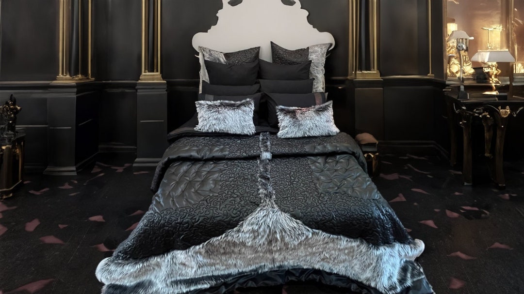 Leather Hand Embroidered Embroidered Grey Fur Ultra Luxury 13 Piece ...