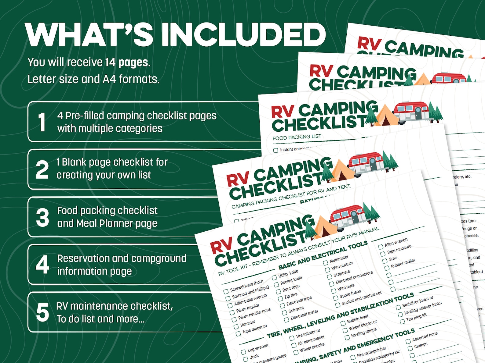 RV Camping Checklist Printable and Digital, Camp Planner/packing ...