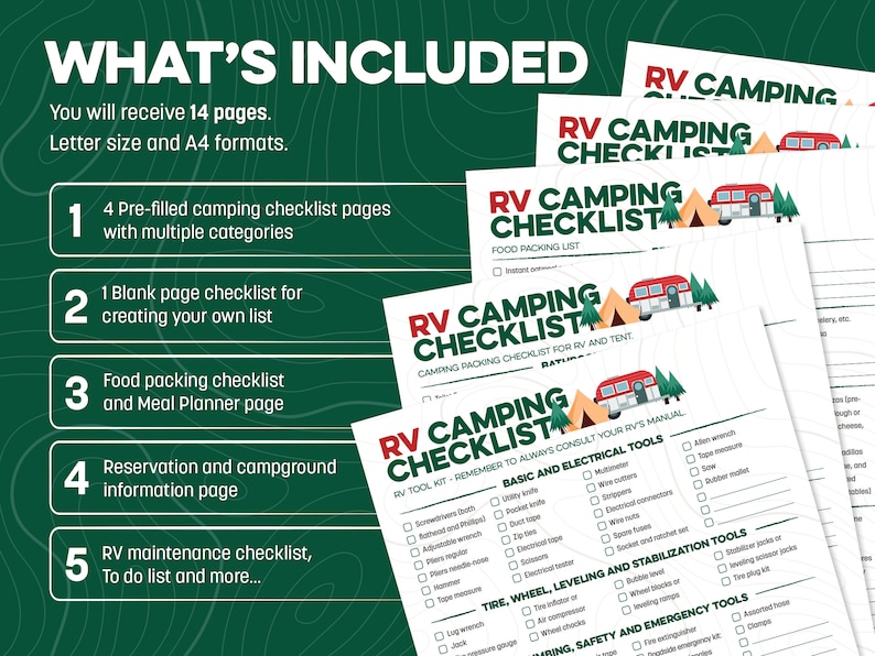 RV Camping Checklist Printable and Digital, Camp Planner/packing ...