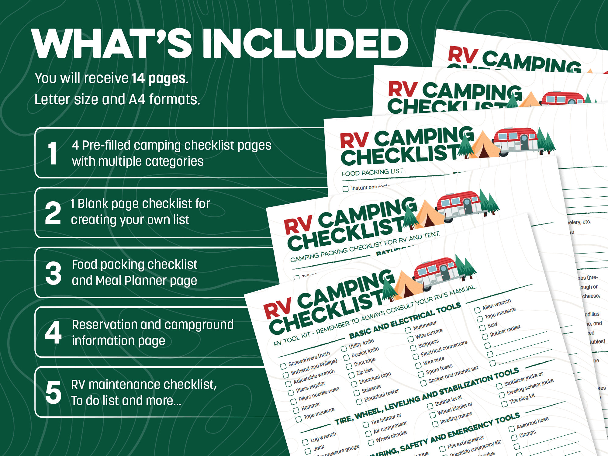 RV Camping Checklist Printable and Digital, Camp Planner/packing ...