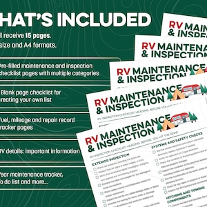 RV Maintenance and Inspection Checklist Printable & Digital, Motorhome ...