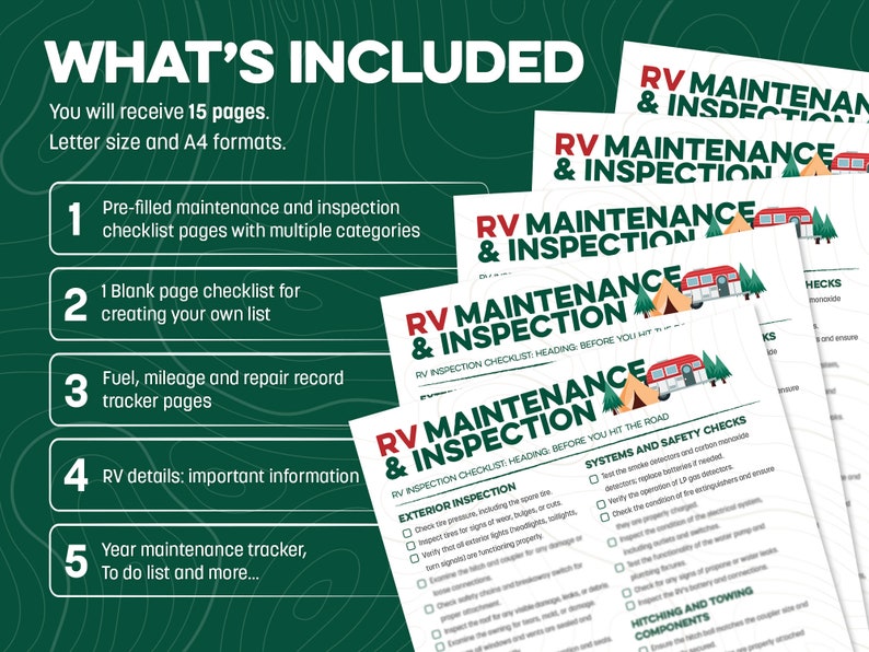 RV Maintenance and Inspection Checklist Printable & Digital, Motorhome ...