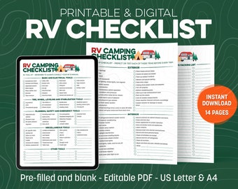 RV Camping Checklist - Etsy