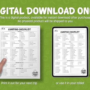 Camping Checklist Editable Printable, Camp Tent Packing List, Pre ...