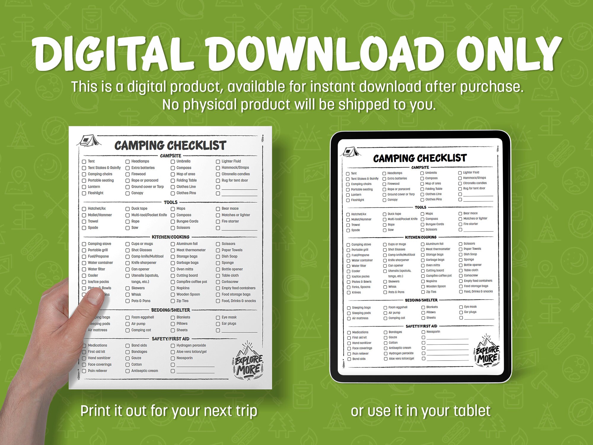 Camping Checklist Editable Printable, Camp Tent Packing List, Pre ...