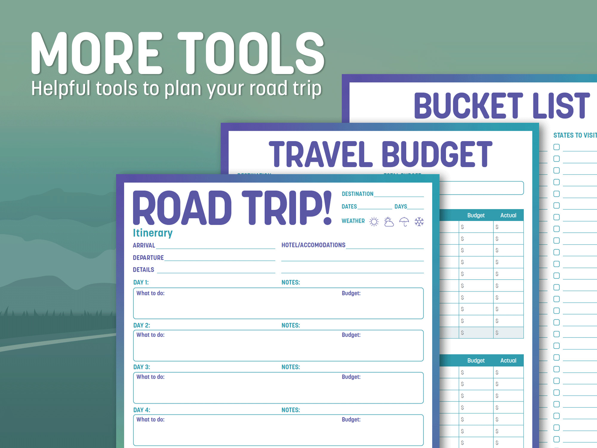 Road Trip Checklist Planner, Printable and Digital, Your Travel ...