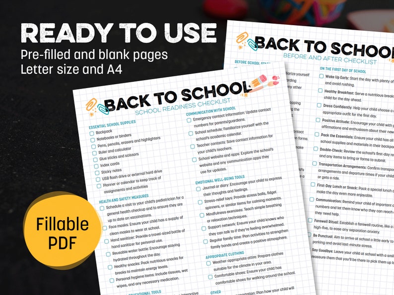 Back to School Checklist and Printable Planner for Parents - Organize ...
