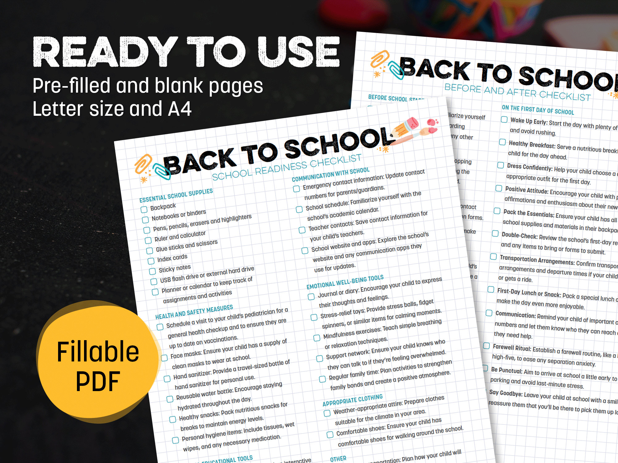 Back to School Checklist and Printable Planner for Parents - Organize ...