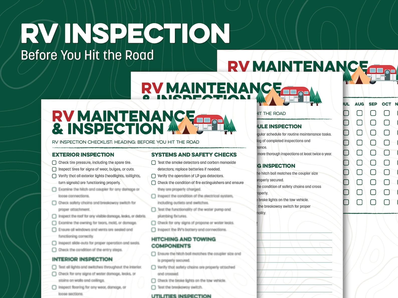 RV Maintenance and Inspection Checklist Printable & Digital, Motorhome ...