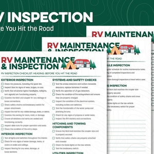 RV Maintenance and Inspection Checklist Printable & Digital, Motorhome ...