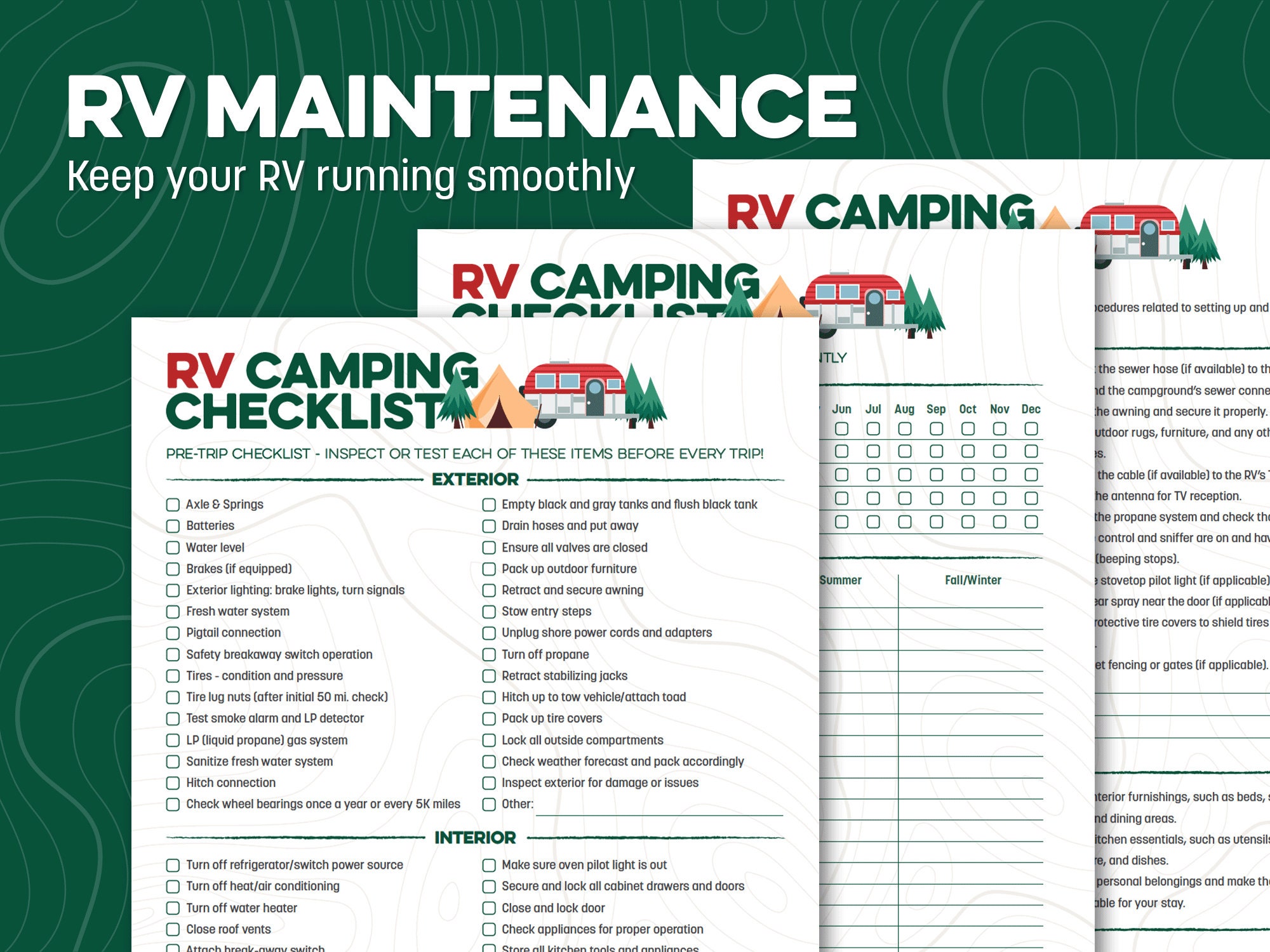 RV Camping Checklist Printable and Digital, Camp Planner/packing ...