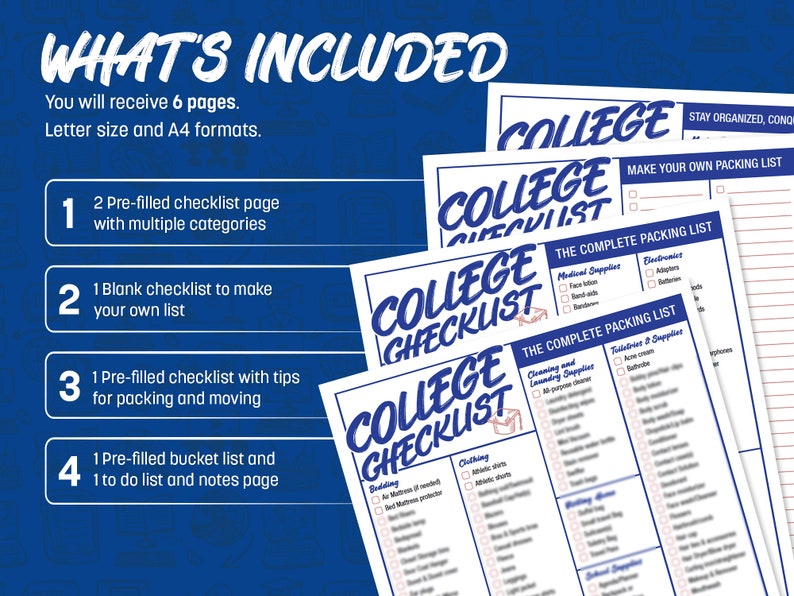College Packing Checklist - Printable and Digital Planner for Students ...