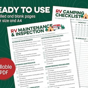 RV Maintenance and Inspection Checklist Printable & Digital, Motorhome ...