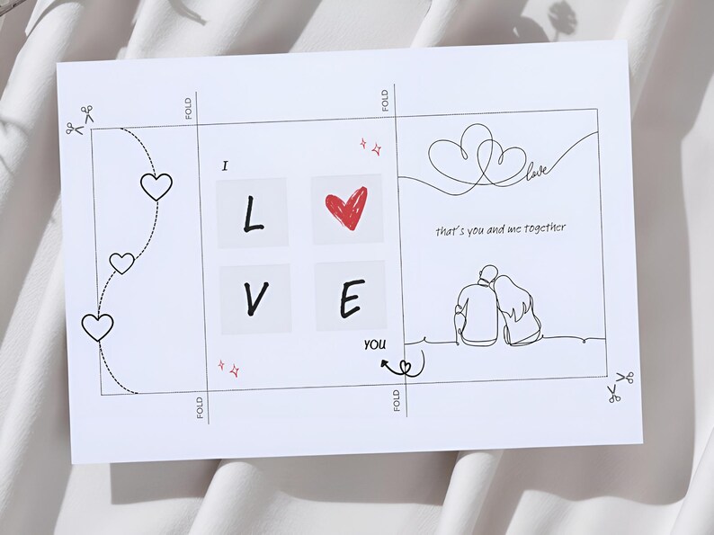 Valentine's Day Card With Heart, DIY Card Kit Printable, Valentine ...