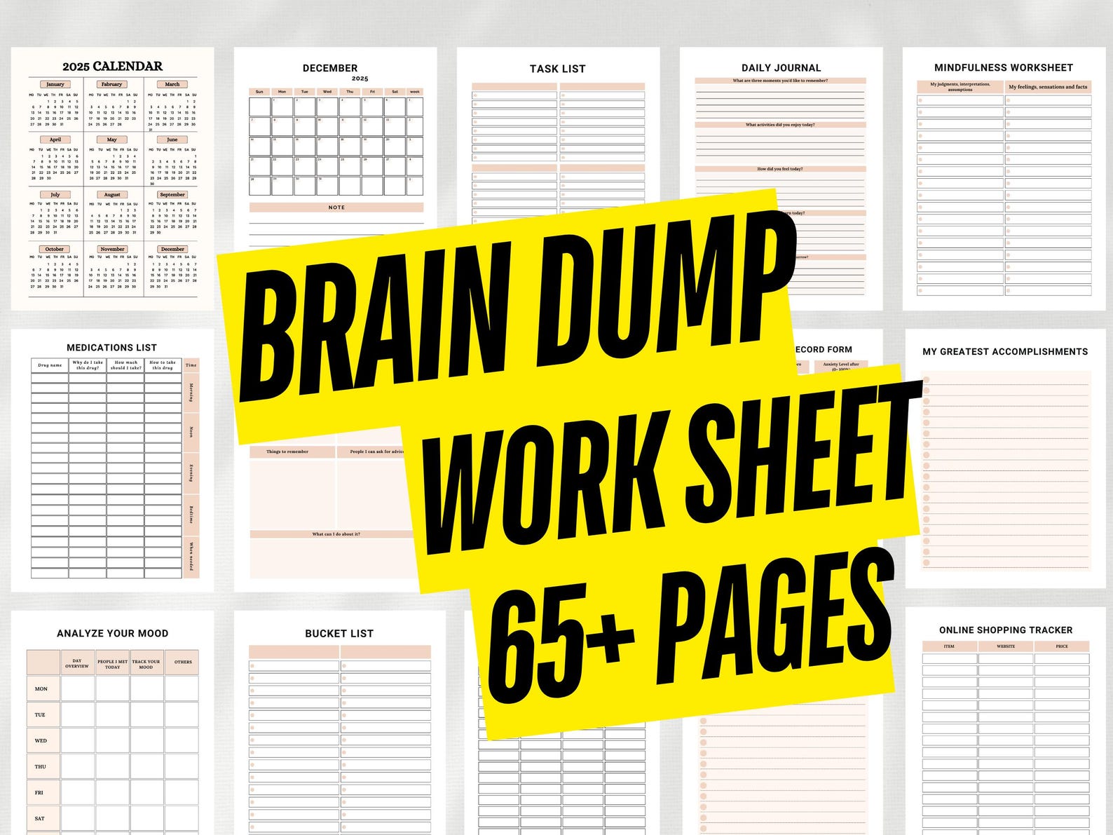 Editable ADHD Brain Dump Template, ADHD Daily Planner, January to ...