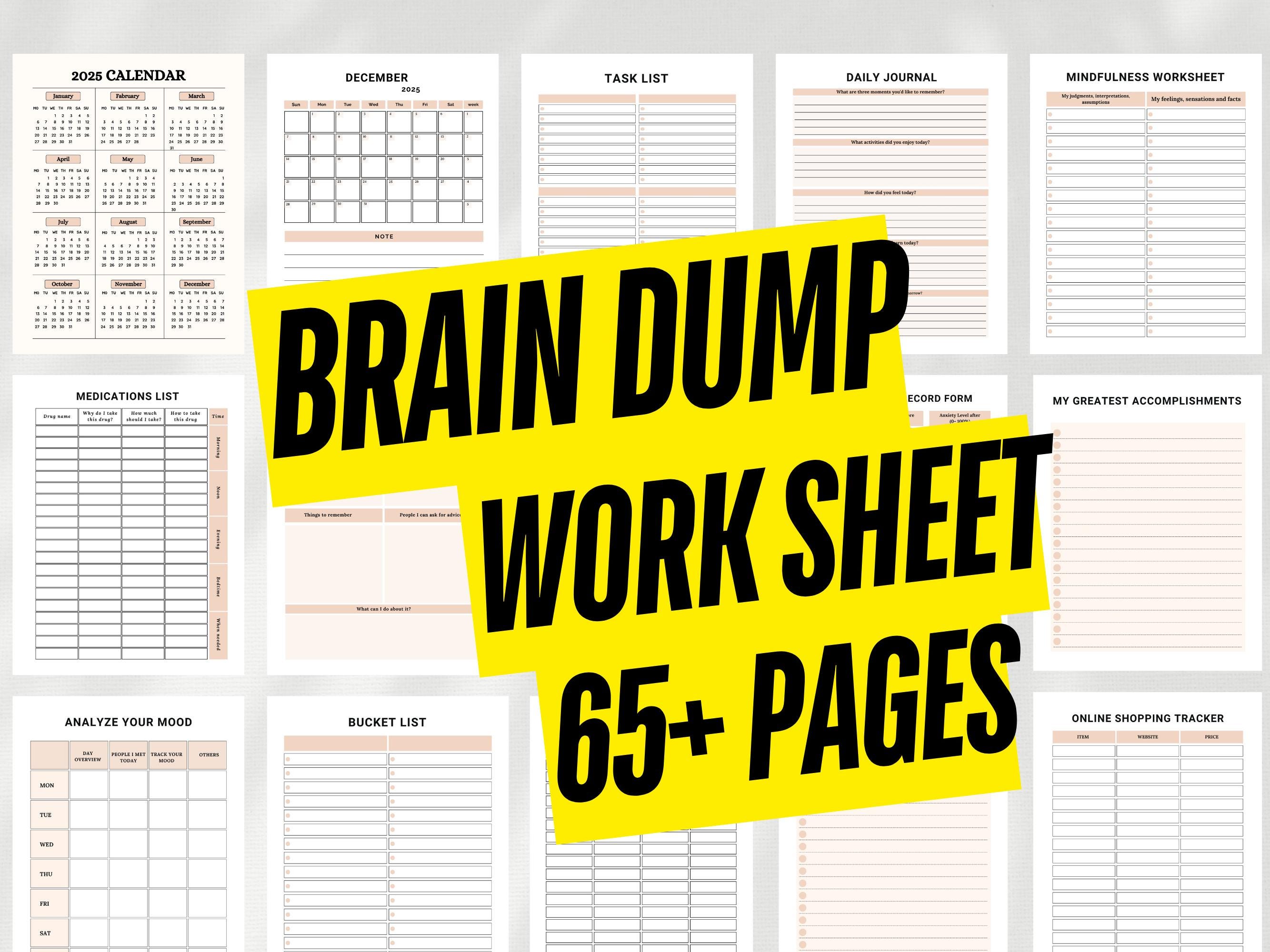 Editable ADHD Brain Dump Template, ADHD Daily Planner, January to ...