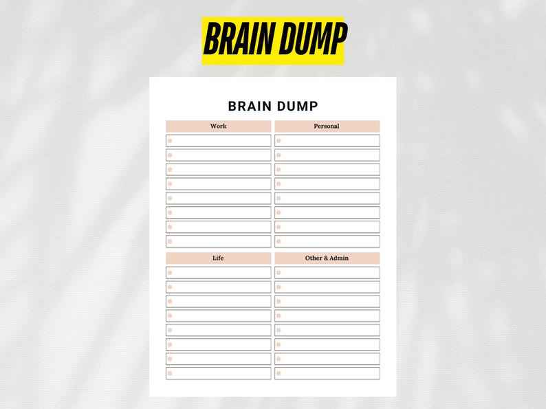 Editable ADHD Brain Dump Template, ADHD Daily Planner, January to ...
