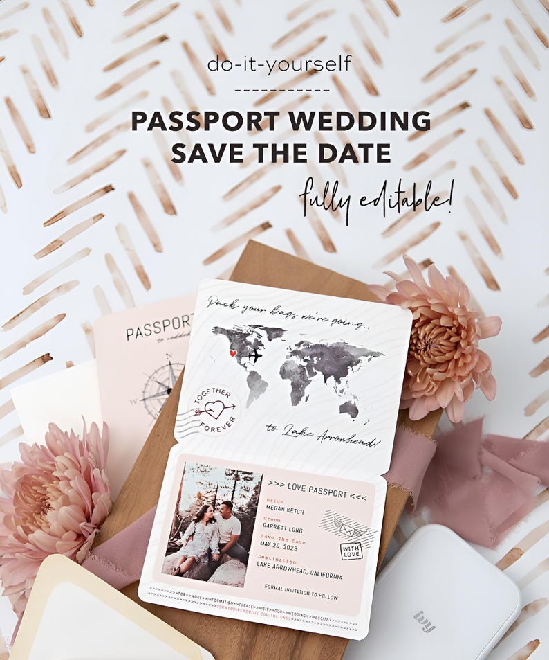 Wedding Passport Invitation Template Destination Template Boarding Pass ...