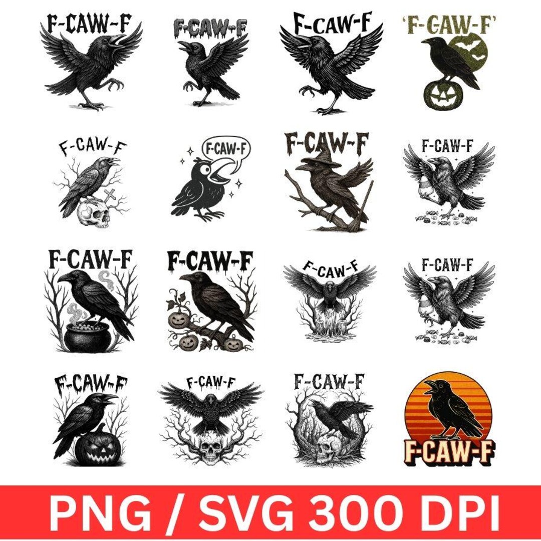 F-caw-f Crow Funny PNG Bundle, Crazy Raven Meme Png Screaming Bird ...