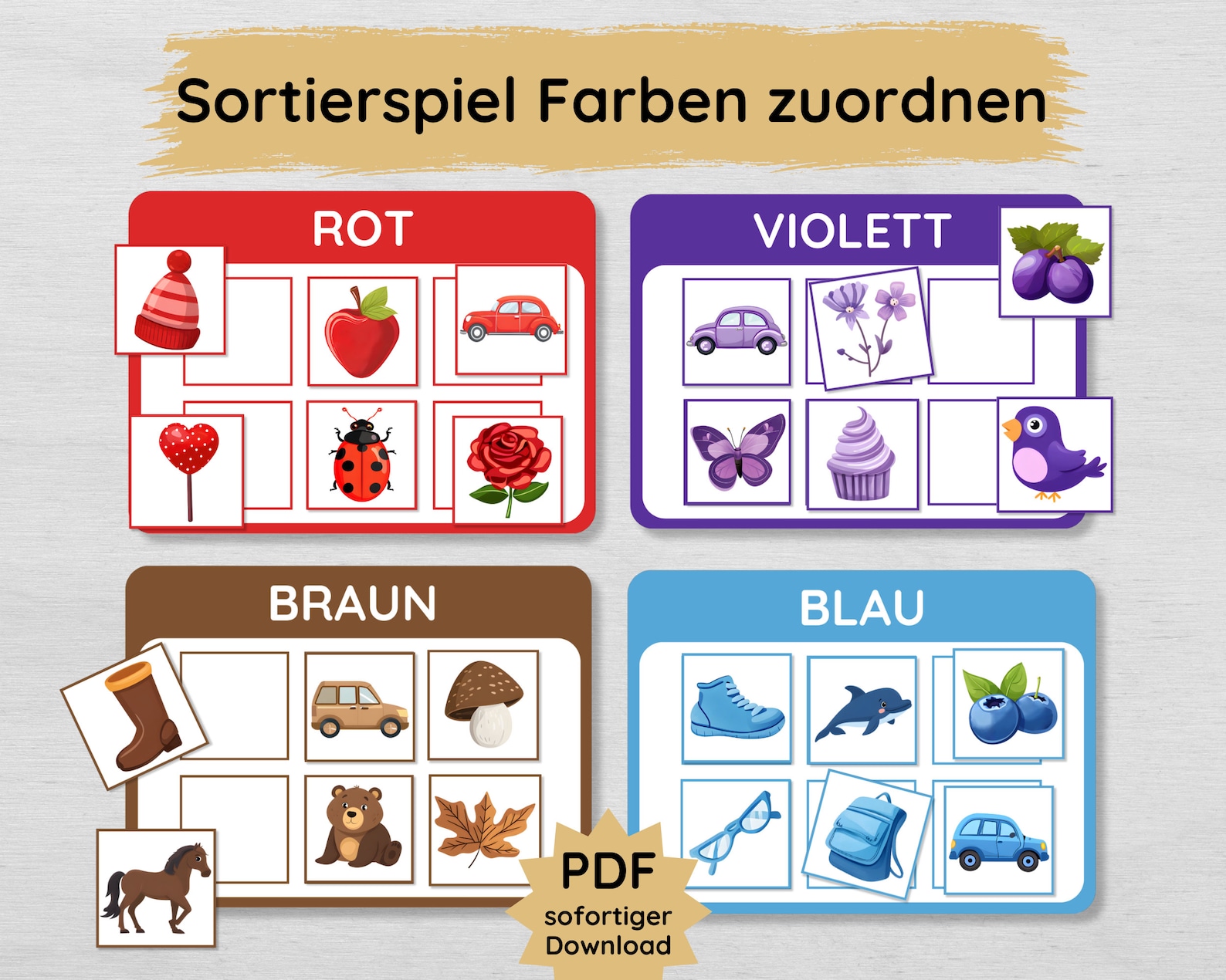 Assigning Colors Sorting Game for Children to Print, Educational Game ...
