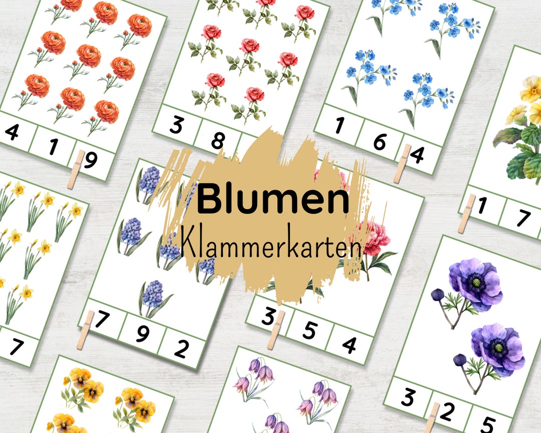 Flowers Clip Cards Learn Numbers From 1 to 10 for Children to Print Out ...
