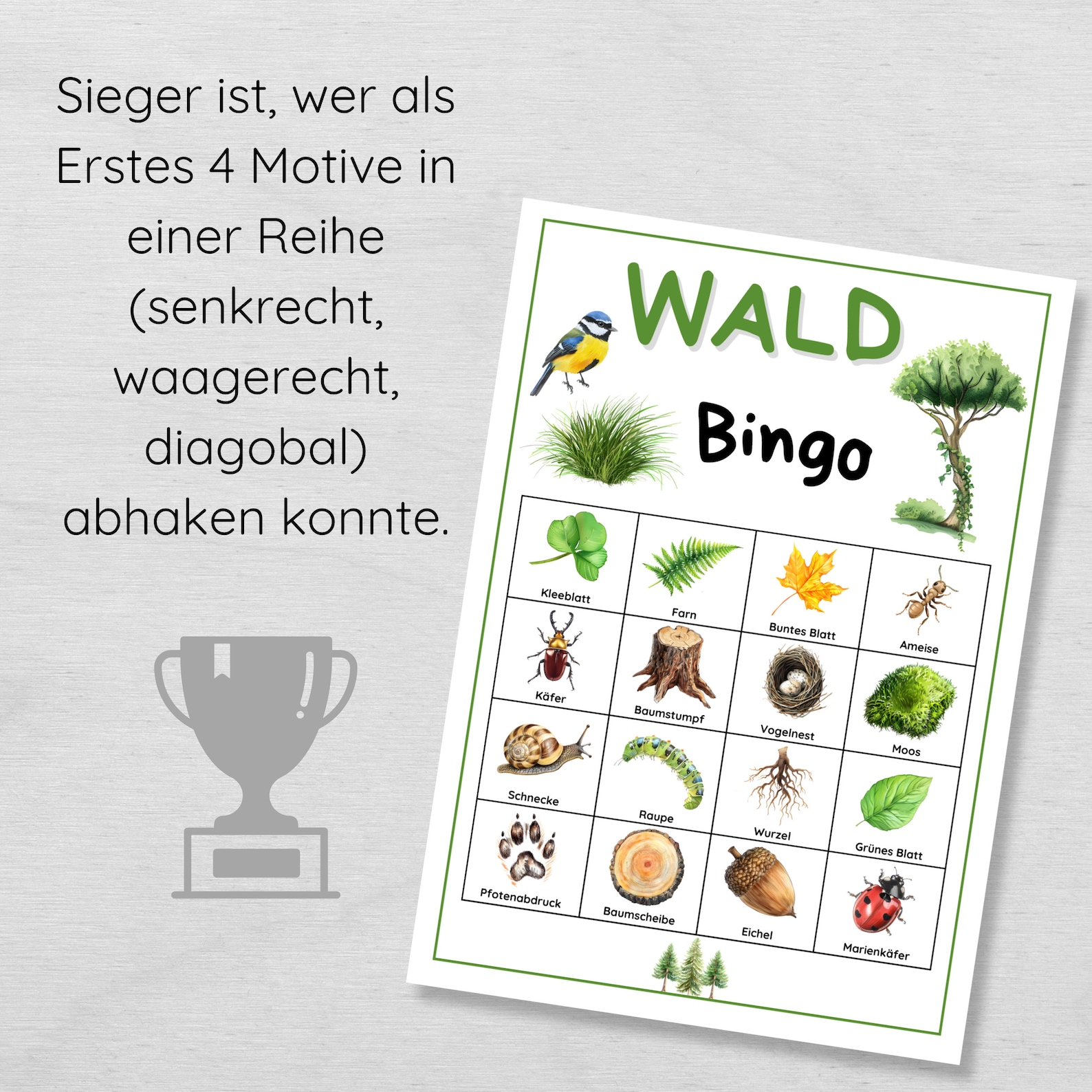 Forest Bingo for Children to Print Out, Forest Bingo Printable, Forest ...