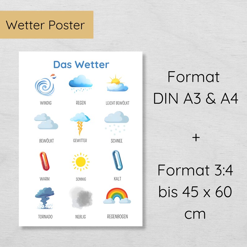 Weather Learning Cards + Weather Wheel + Weather Poster, Learning ...