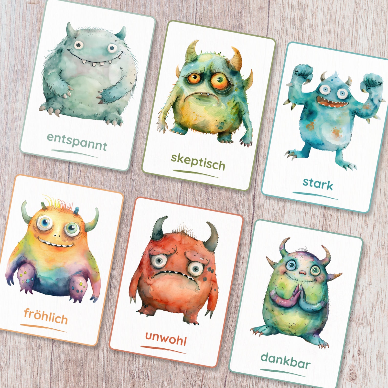 Monster Emotion Cards for Children With Appropriate Explanation to ...