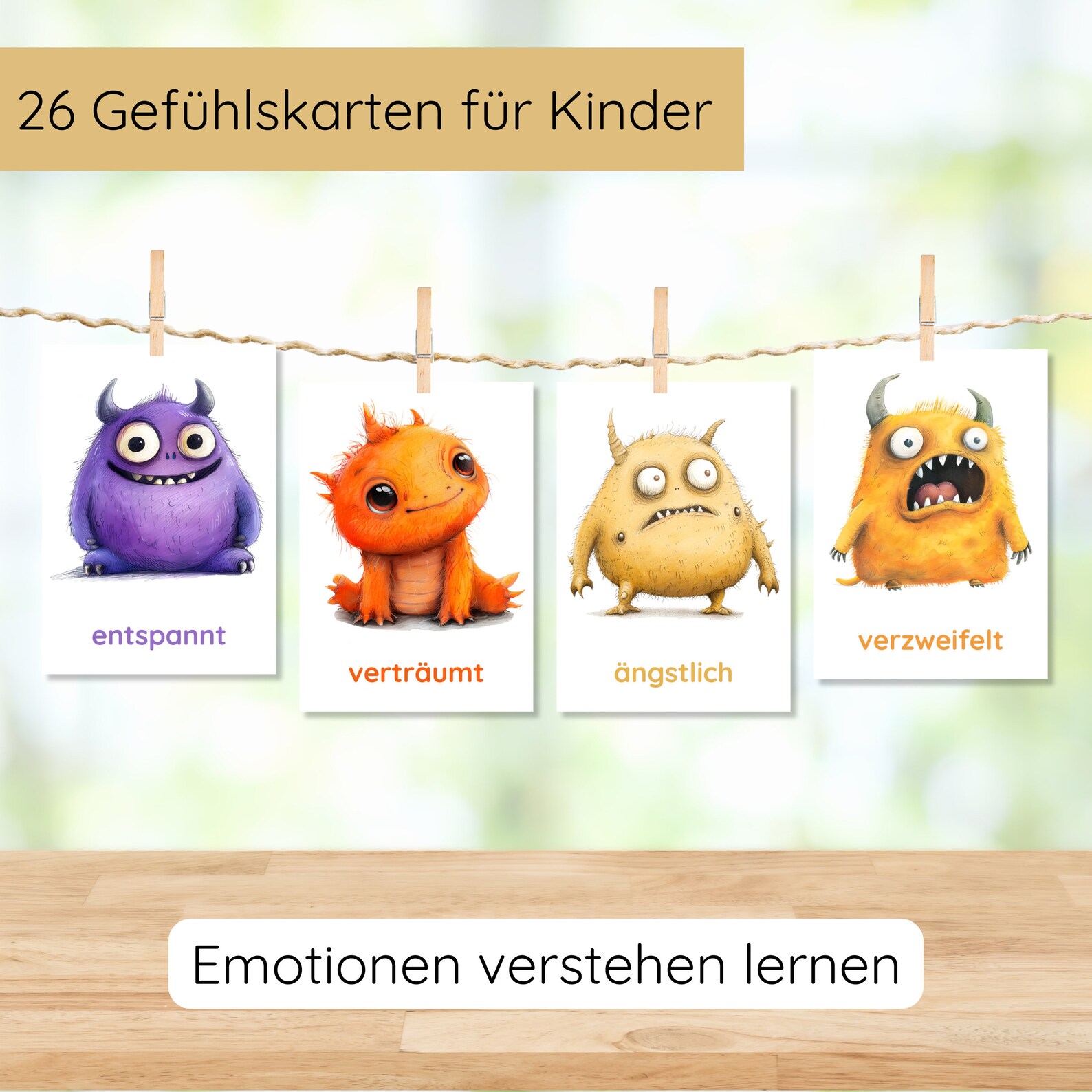 Monster Emotion Cards for Children to Print Out, 26 Picture Cards to ...