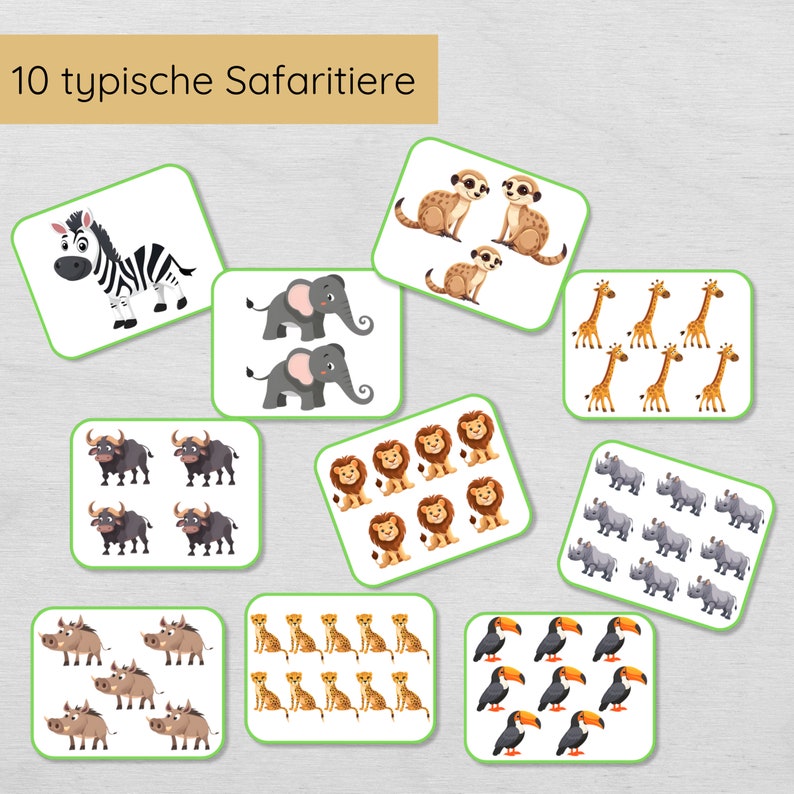 Safari Counting Exercise for Children, Learning Numbers From 1 to 10 ...